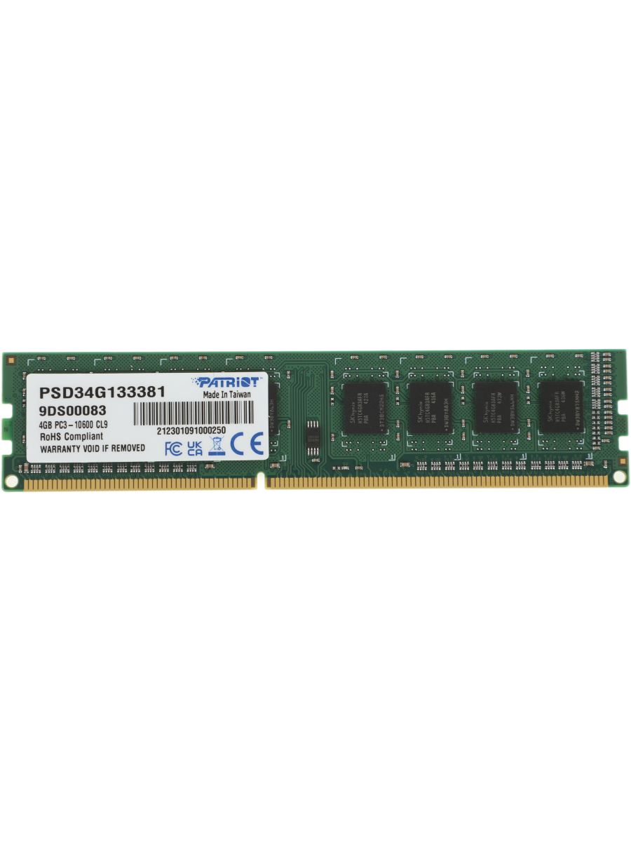 Память DDR3 4GB 1333MHz Patriot PSD34G133381 RTL PC3-10600 CL9 DIMM 240-pin 1.5В single rank RTL