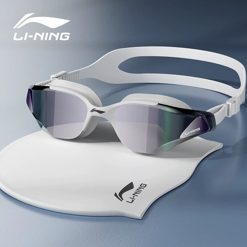 Li-Ning мужские высококачественные водоотталкивающие очки для плавания с антизапотеванием, белые, линзы с диоптриями 200