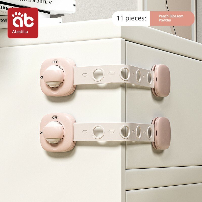 Персиково-розовые детские замки безопасности - 11 длинных замков с 3М невидимым клеем, двойной замковый механизм