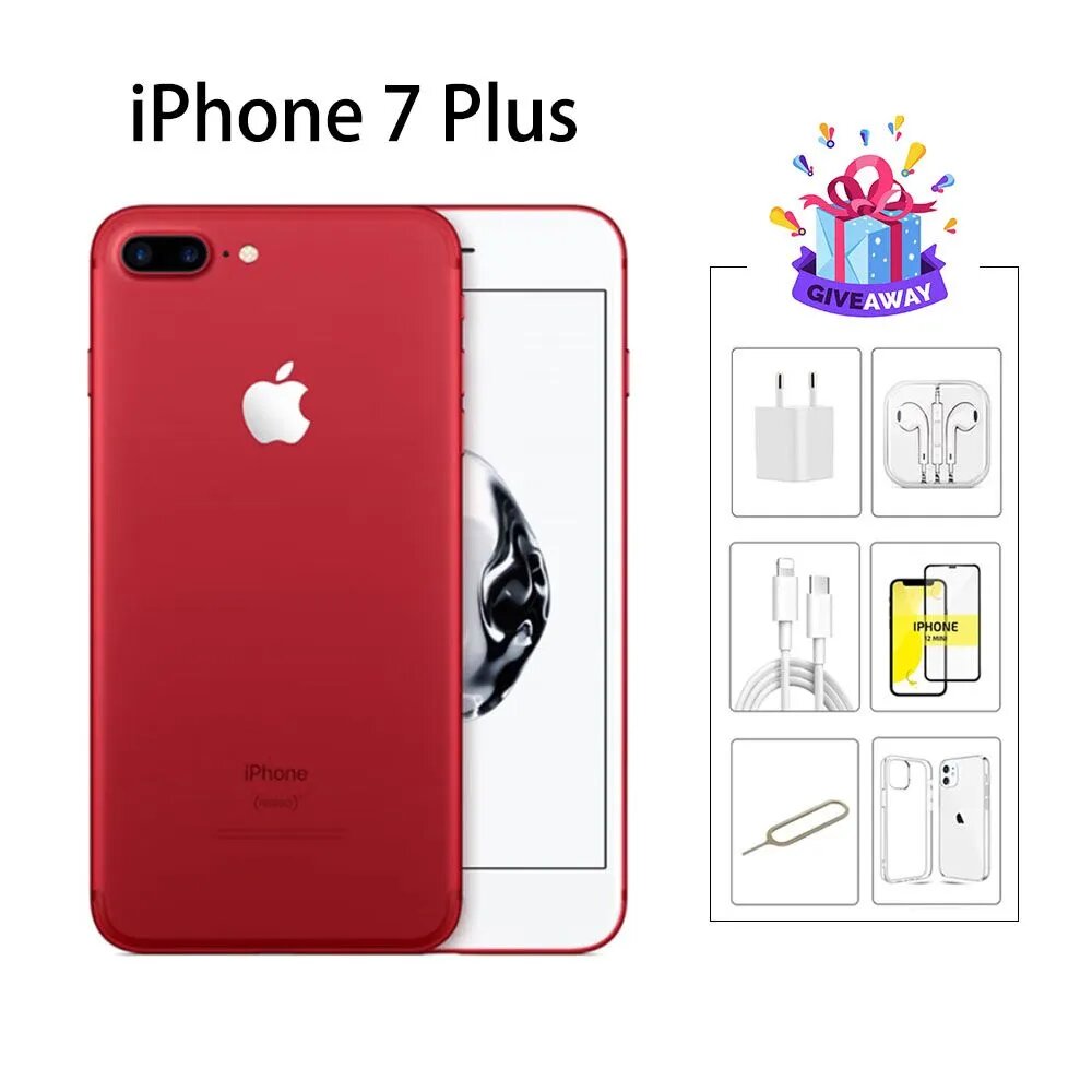 Восстановленный Apple Смартфон iPhone 7 Plus USA 4/128 ГБ, Nano-SIM, eSIM, красный, малиновый