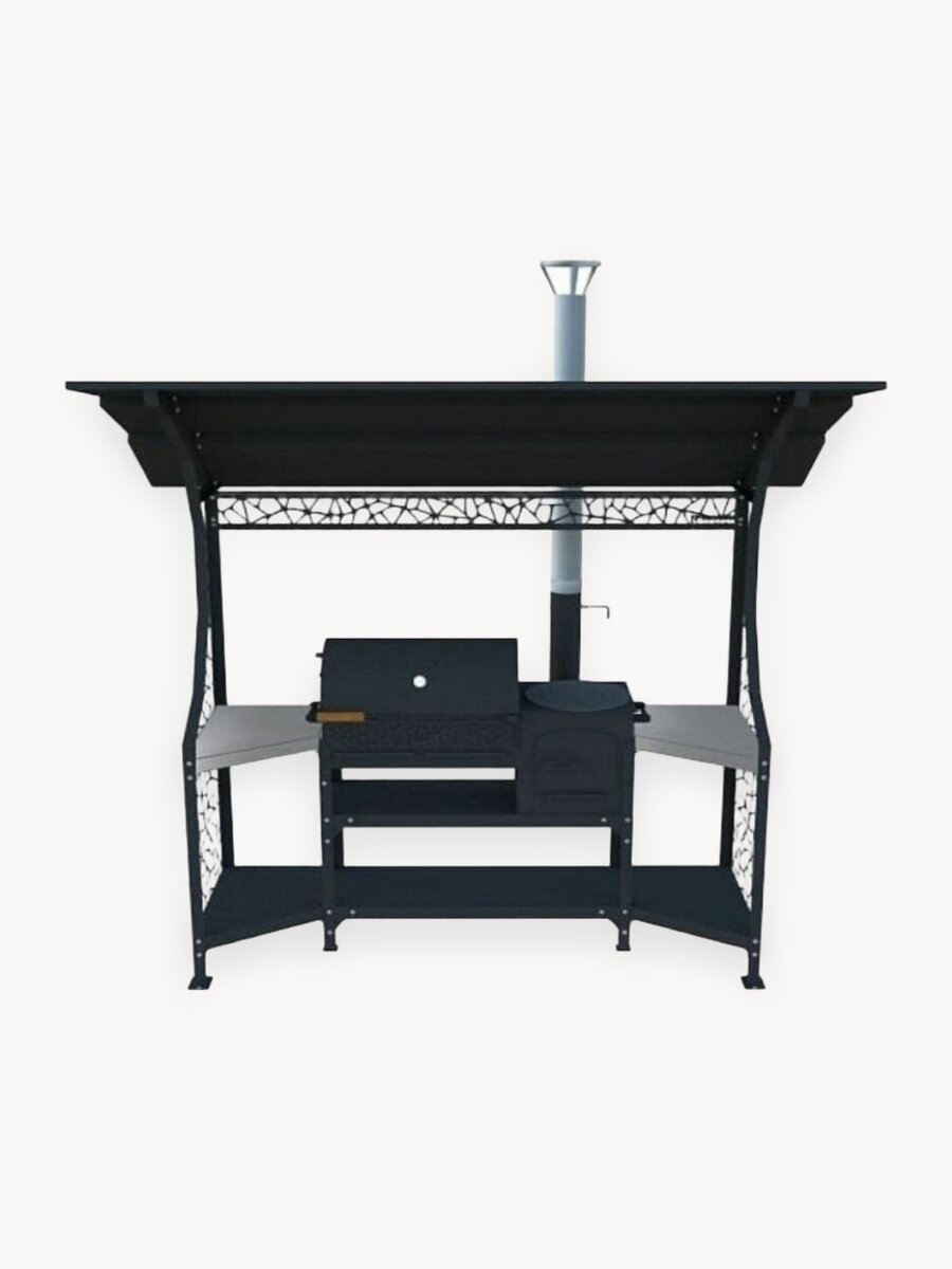 Мангал Гриль Барбекю Коптильня с печью под казан, Мангал гриль с крышей