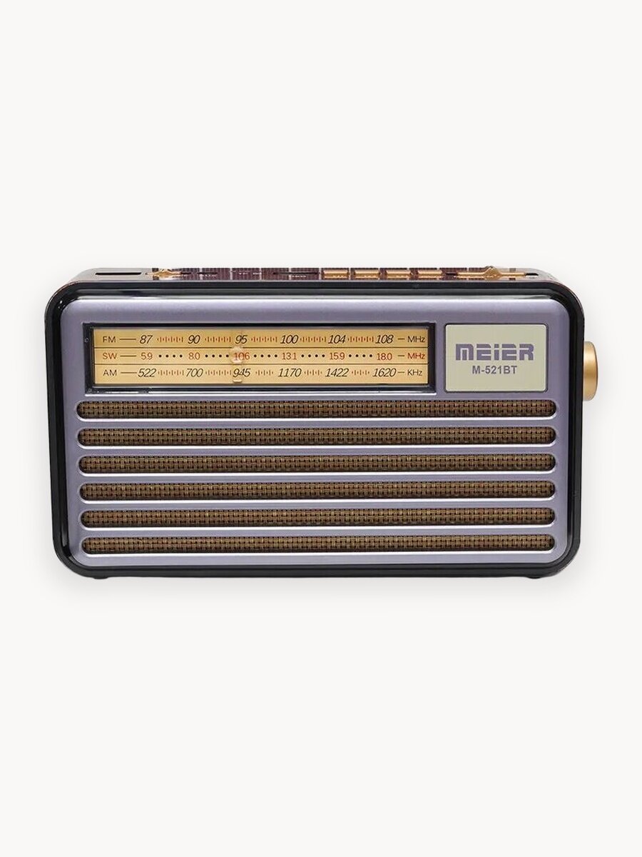 Радиоприемник с блютус в стиле "Ретро" с солнечной панелью AT-Pulsar M-522SR-S Gray блютус колонка