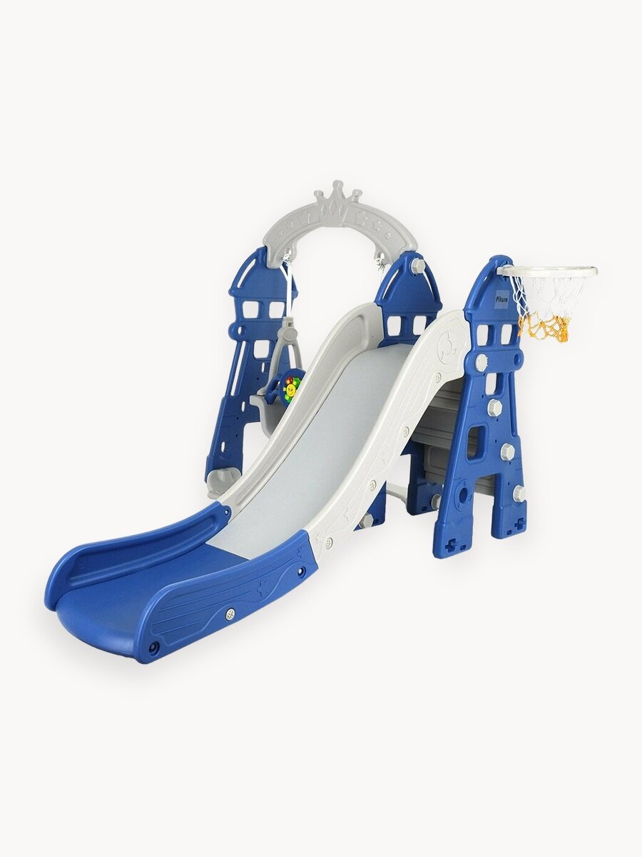 Горка-комплекс Pituso замок (горка, качели) (звук)185*146*122h Синий/ серый