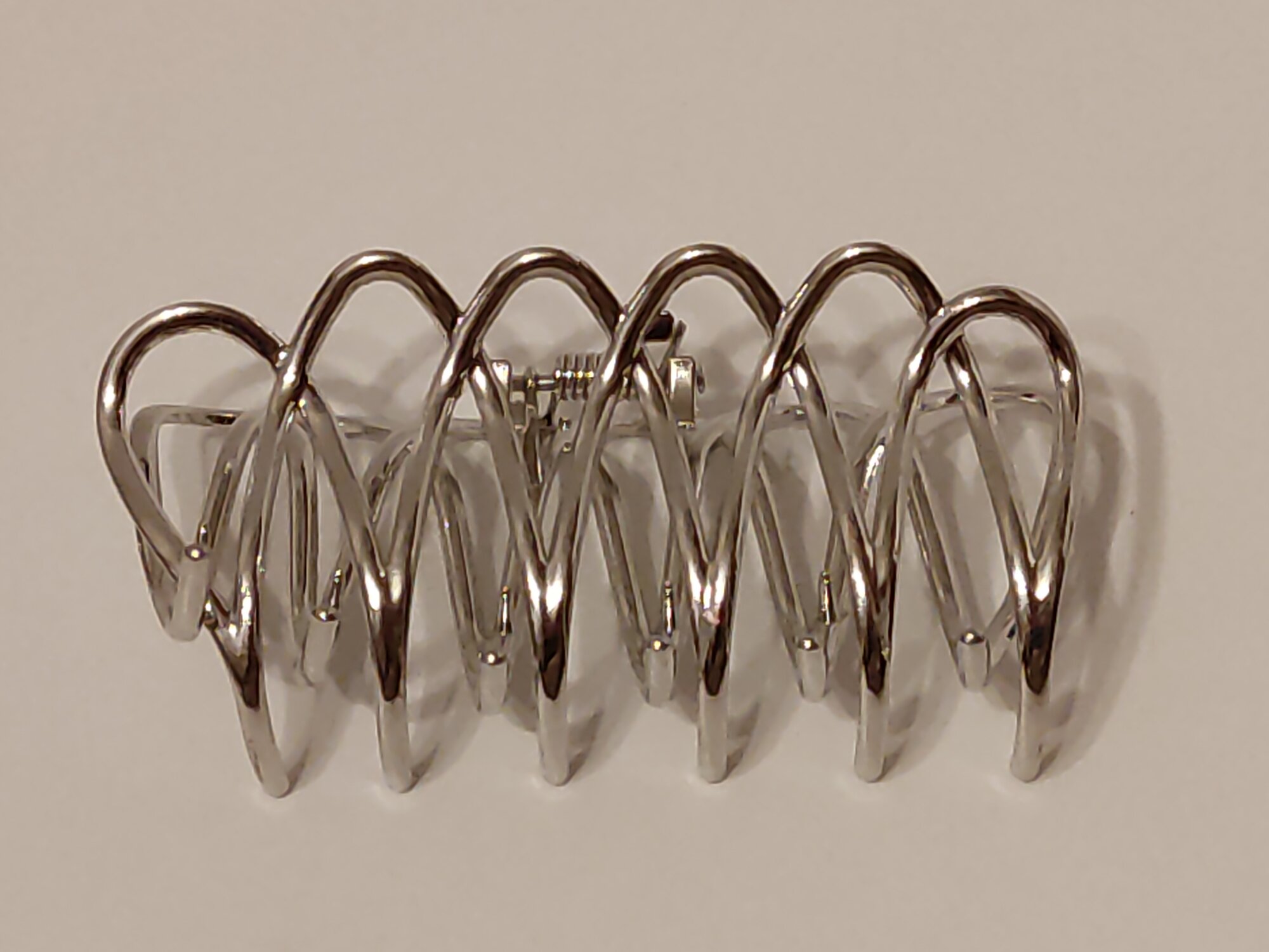 Заколка краб для волос металл, серебристый, 9.5 см