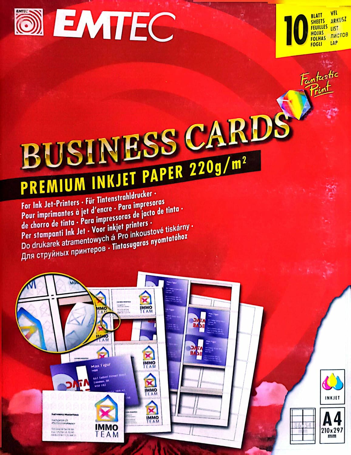 Бумага Basf/Emtec для печати визиток, 10л