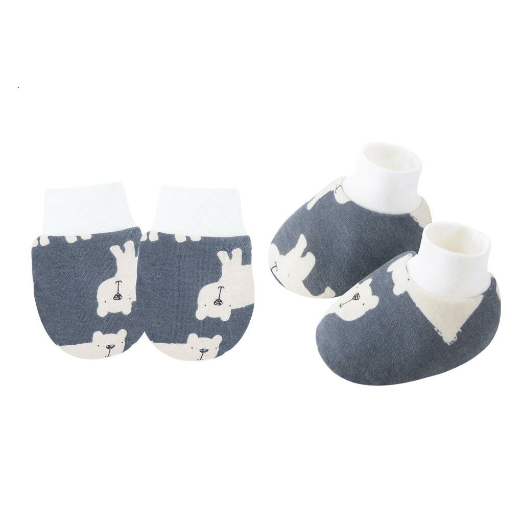 Детские антицарапки и носочки, Темно - серый белый медведь