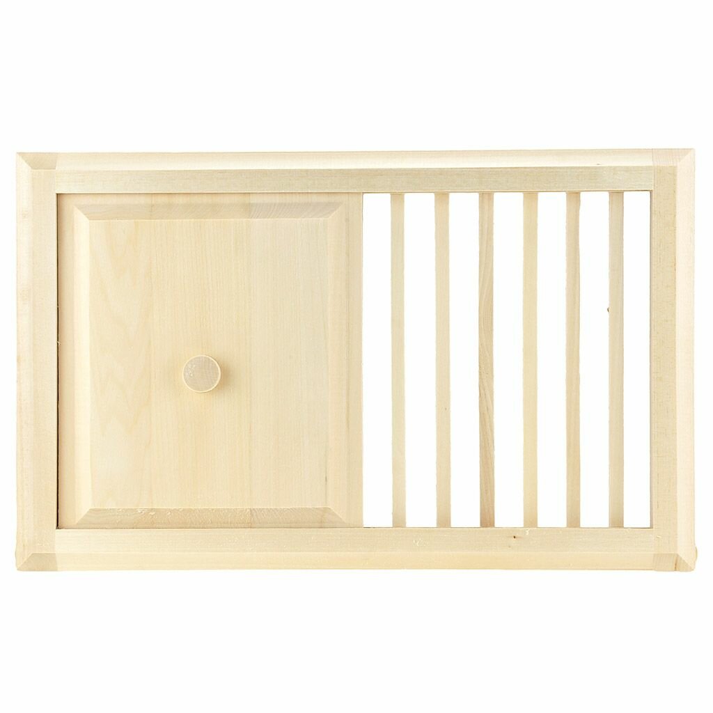 Решетка вентиляционная КНР деревянная 40х25 см "Большая", с задвижкой, липа