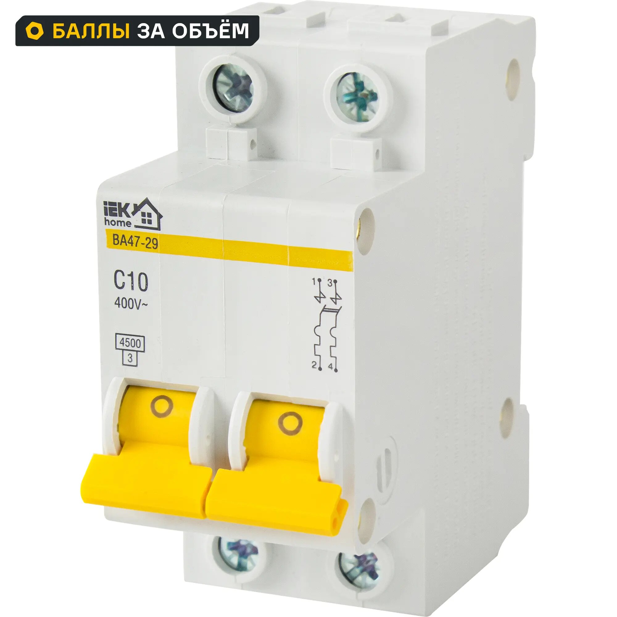 Автоматический выключатель IEK Home ВА47-29 1P N C10 А 4.5 кА