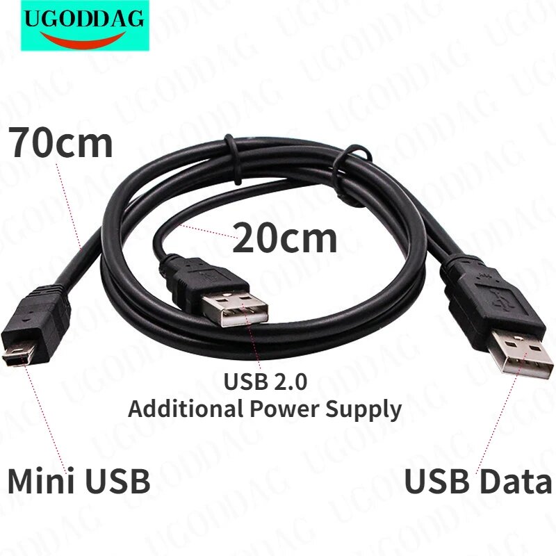 2 в 1 USB 2.0 двойной A тип 2A штекер-мини 5-контактный штекер Y-кабель для 2,5-дюймового мобильного жесткого диска HDD Дата Кабель Портативный