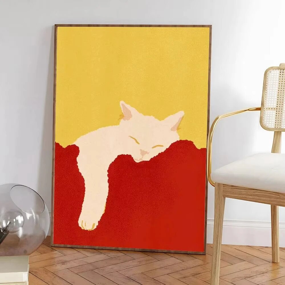 Абстрактная картина с кошкой на холсте 11, 40X60cm Unframed