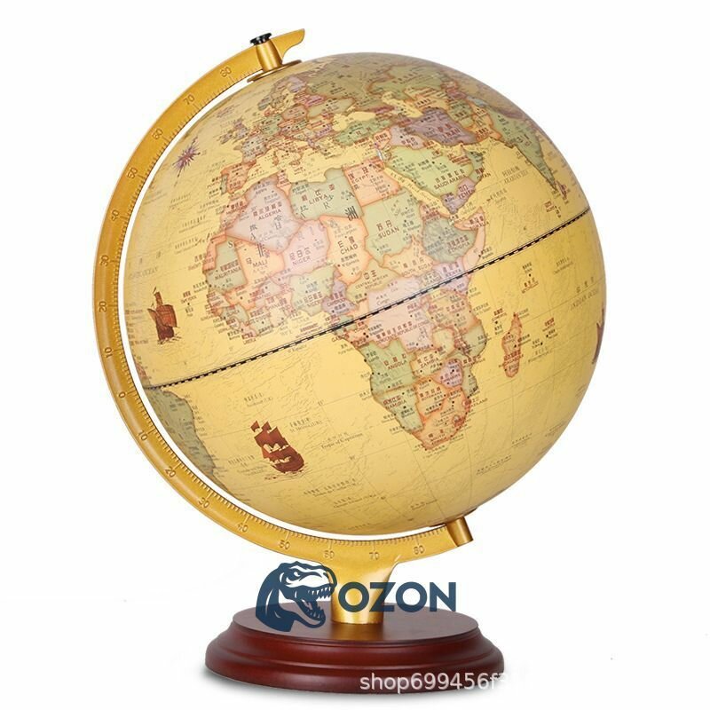 Глобус Земли Антик, на подставке из натурального дерева, диаметр 32 см.