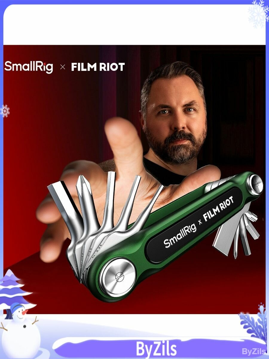 Компактный складной мультитул для видеографов SmallRig x FILM RIOT 4375 Folding Wrench Set, 10 инструментов, зеленый