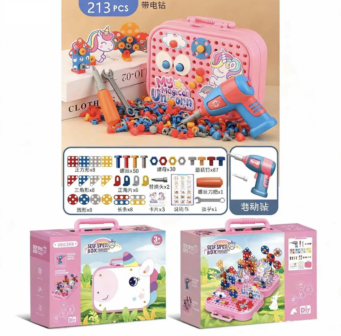 Конструктор мозаика с шуруповертом развивающий 3D детский и отверткой для мальчика Play Okay на батарейках "Космический технопарк", 298 деталей-3