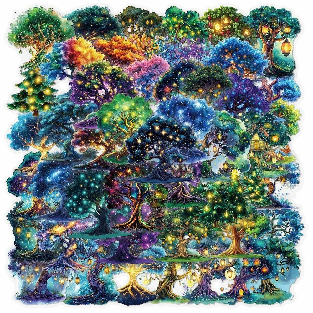 50 наклеек с волшебными деревьями