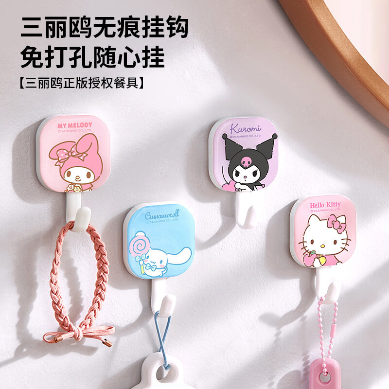 Крючки Sanrio, с прочным клеем, вызывают выброс дофамина, выглядят очень мило, не требуют сверления, не оставляют следов на кухонных, спальных или дверных крючках.