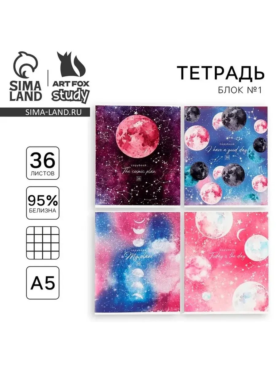 Космическая тетрадь для учёбы, А5, 36 листов