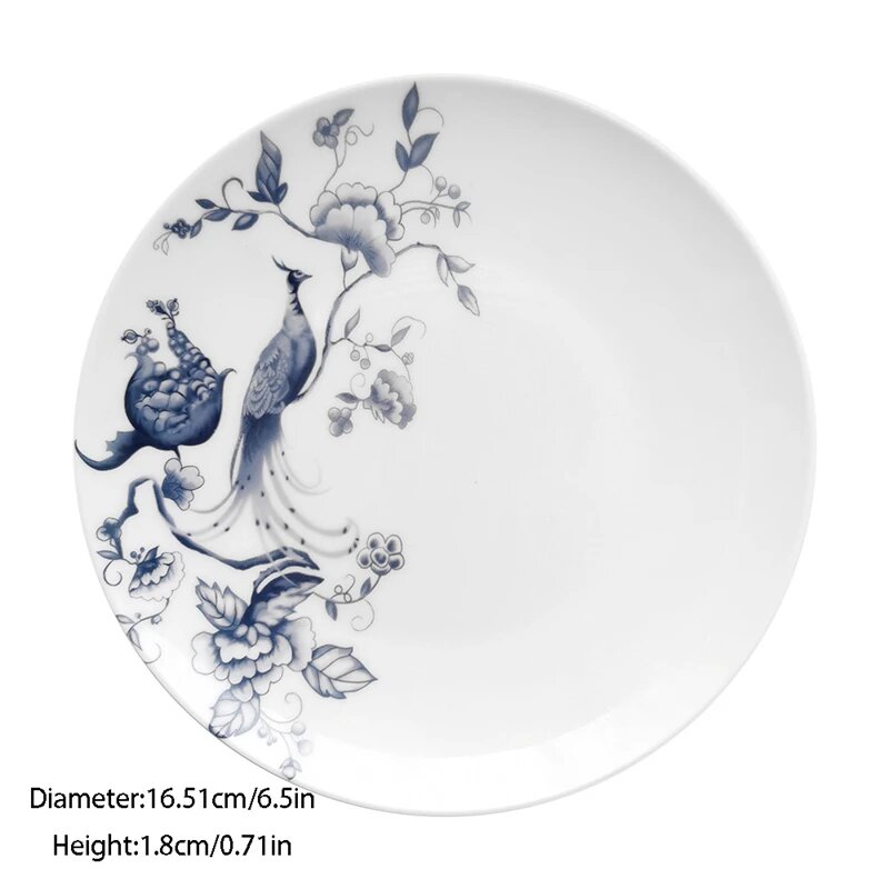 Круглые костяные фарфоровые тарелки европейской синей расцветки 6.5in