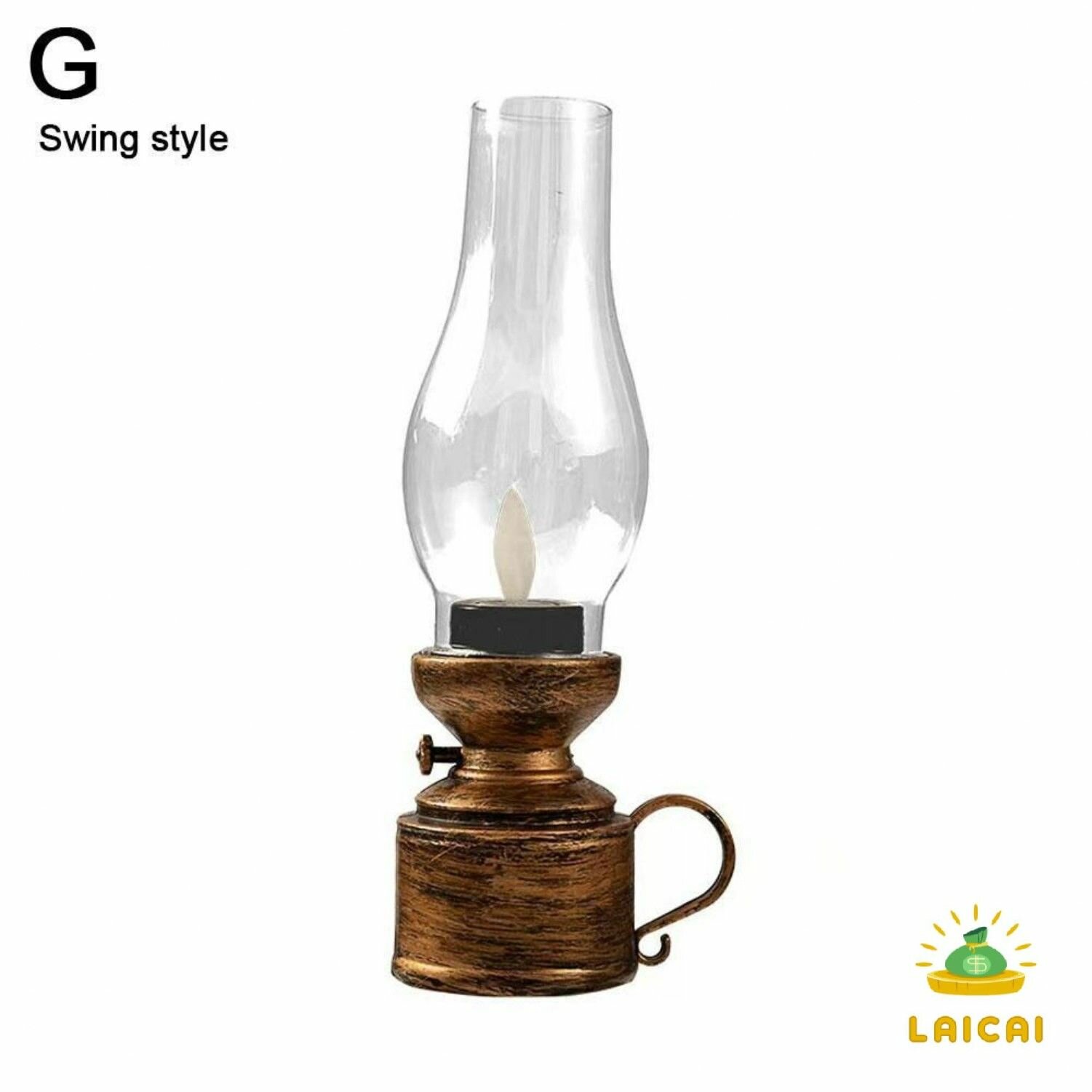 Светодиодная винтажная керосиновая лампа, электронная качели-свечи, декоративный ночник, бронзовая отделка, 18,3 см-HDJ-CJ0926
