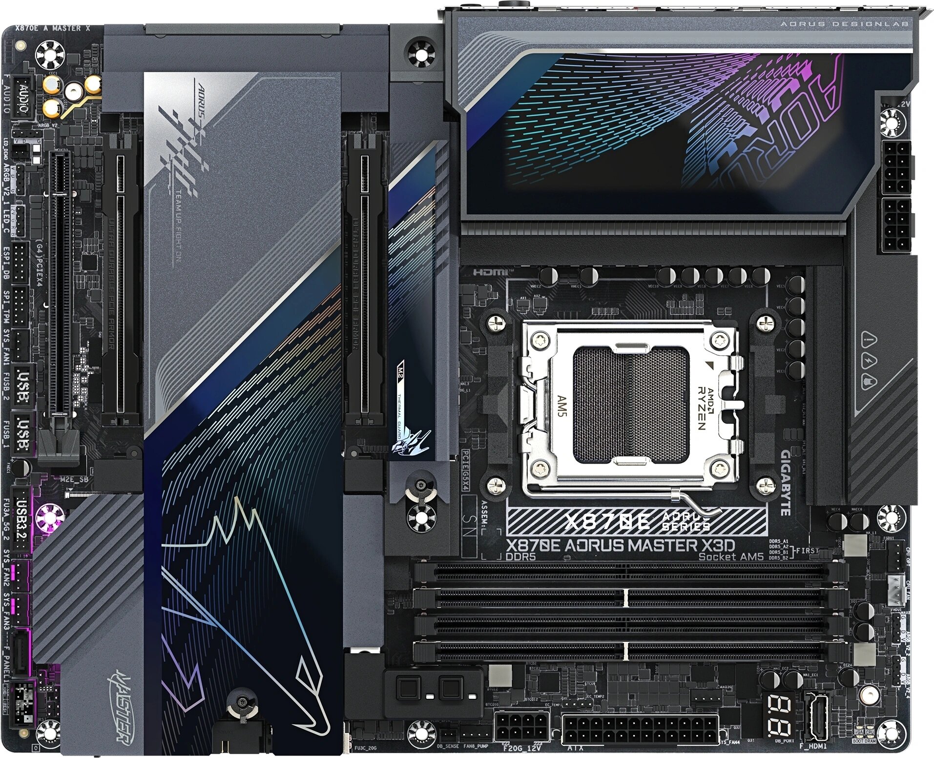 Материнская плата Gigabyte X870E A MASTER X Socket AM5 AMD X870E DDR5 ATX AC`97 8ch(7.1) 1 x 10Gigab