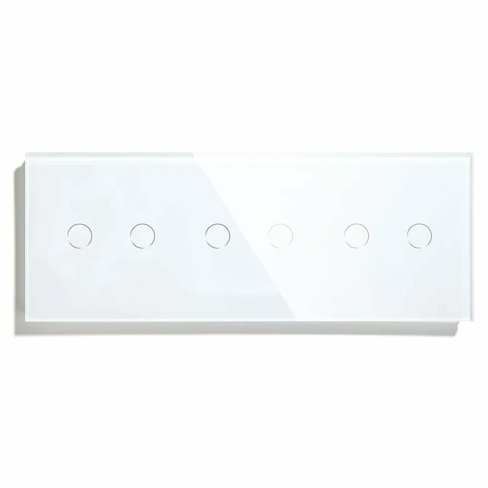 Сенсорный выключатель 6 клавиши, 3 поста (2+2+2) , панель стекло Белая,228mm