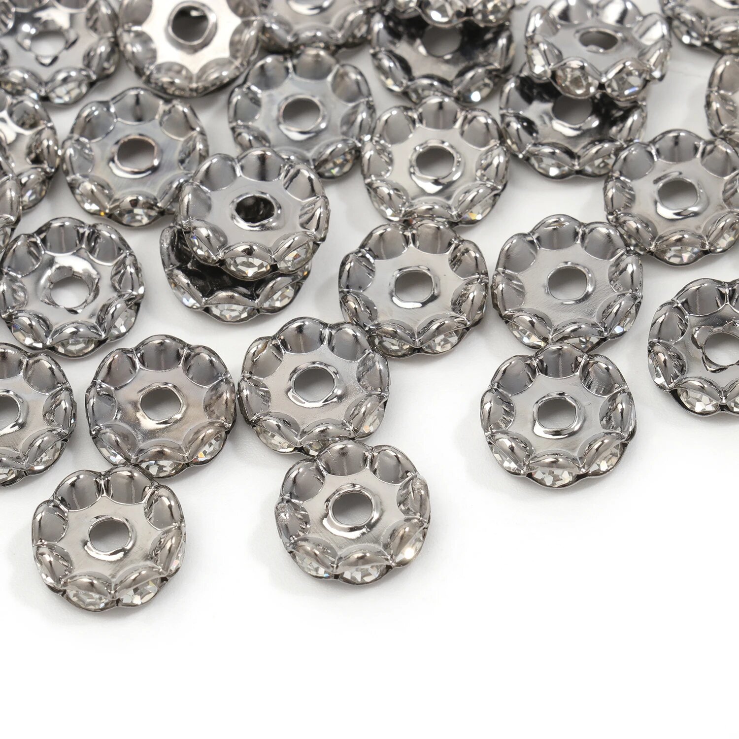 Горный хрусталь Rondelle бусины 12 мм Серебряный, R 1-Gun black