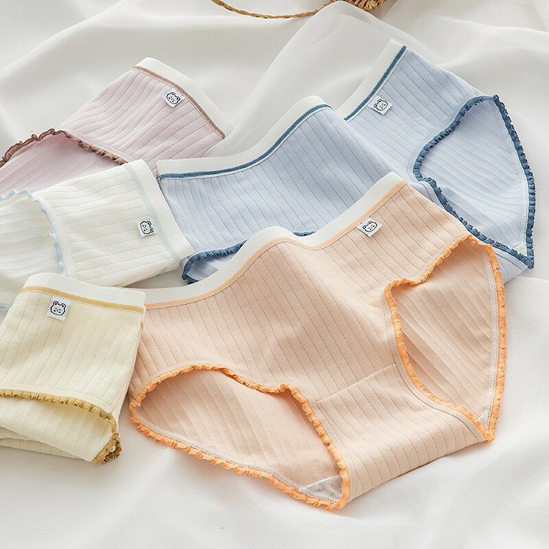 5-пакет женского нижнего белья из чистого хлопка, треугольные трусики, оптовая продажа милых трусиков для девочек