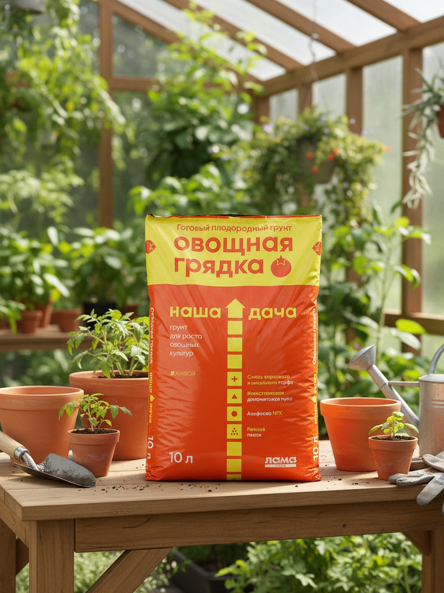 Грунт Наша Дача Овощная грядка 10 л под рассаду, овощи; питательная почвосмесь, торфяные компоненты, песок