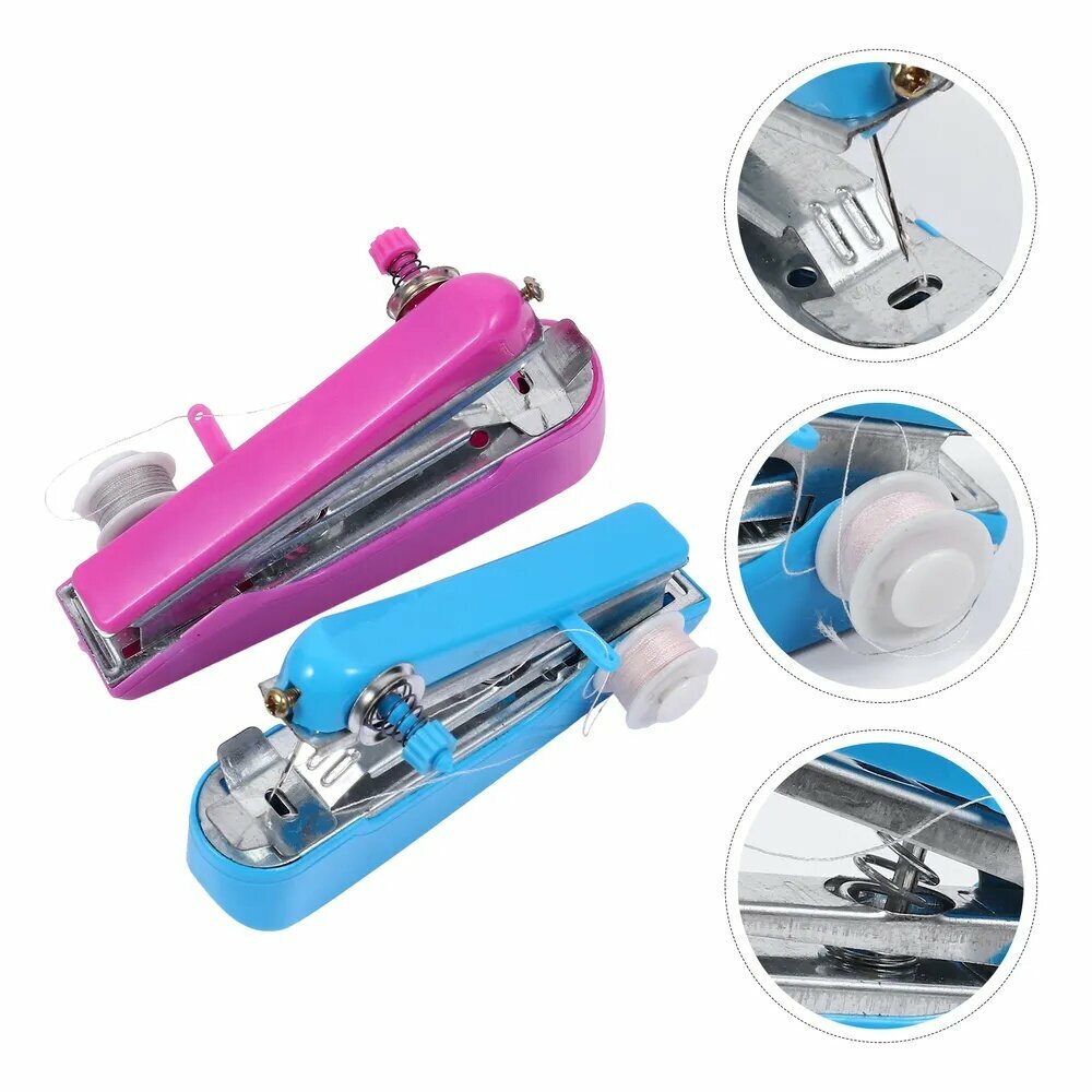 2 Штуки Портативная Мини Швейная Машина, Из Пластика И Металла, Для Ремонтных Работ И Хобби