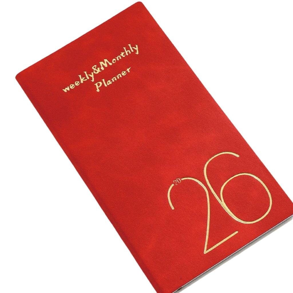 2026 Еженедельный Ежемесячный ежедневник1eatherplanner Со 120 страницами, оформленными ленточными закладками, датированными