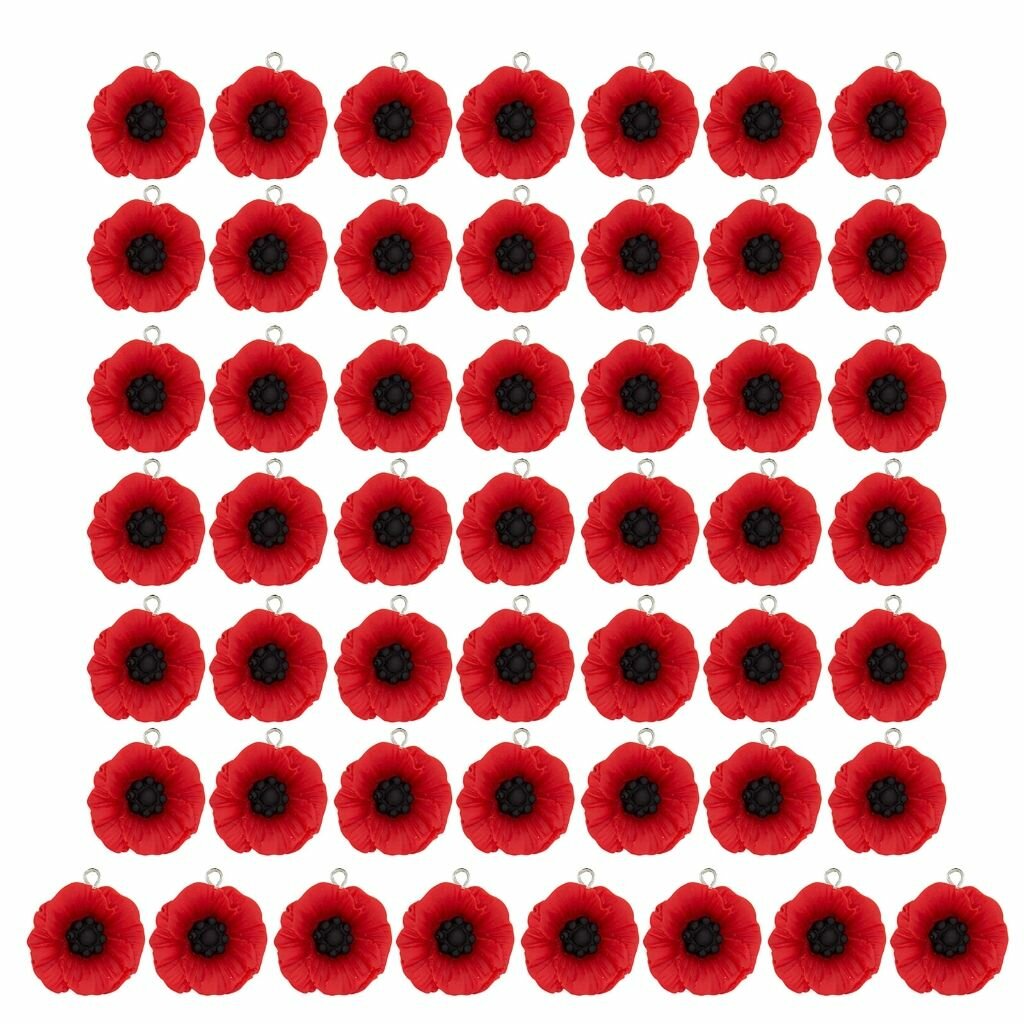50шт Искусственных цветов без стебля, Искусственные Маки для рукоделия, Цветы на День ветеранов