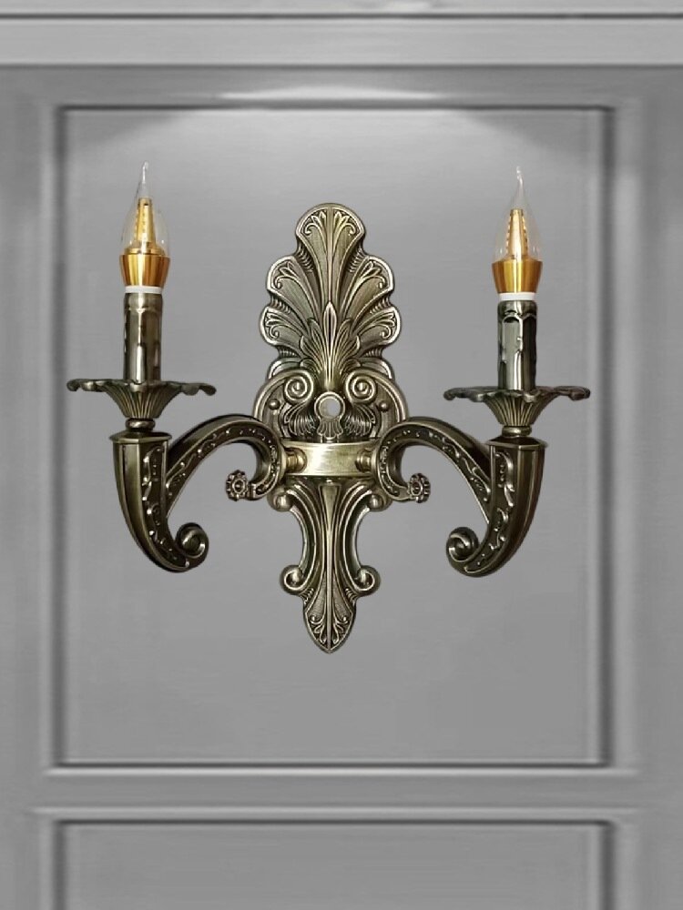 Европейский стиль настенной лампы из сплава для спальни и гостиной, винтажное хрустальное освещение, французская креативная вилла с двойной настенной лампой в виде свечи