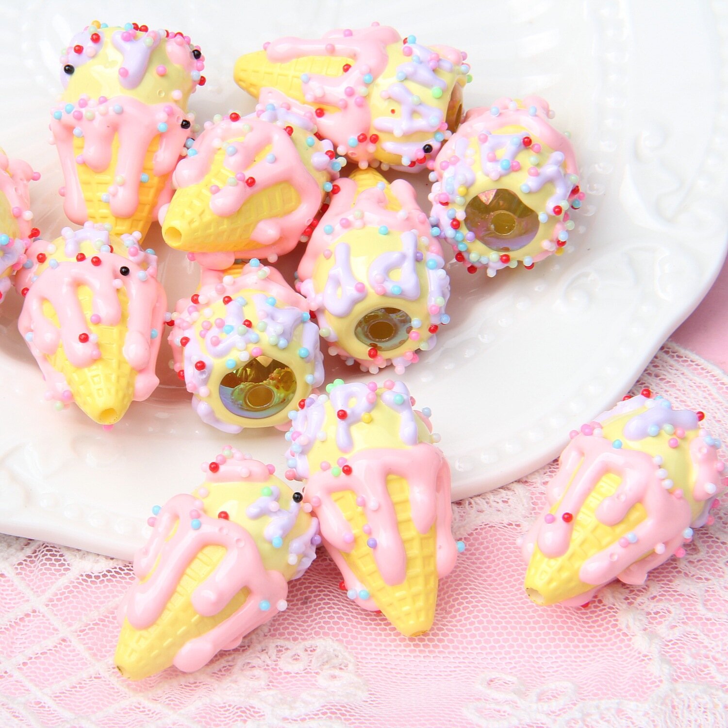 Тяжелые масляные ручной работы бусины для мороженого, акриловые ручной работы бусины, DIY свободные бусины, цепочка для телефона, подвеска для автомобиля, DIY бисерные аксессуары