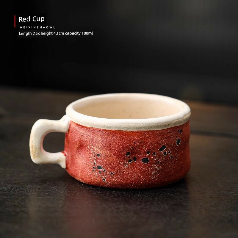 Керамический чайник-кружка из старинной глины, красный, маленький, для дома и офиса, большой емкости, креативный, для
