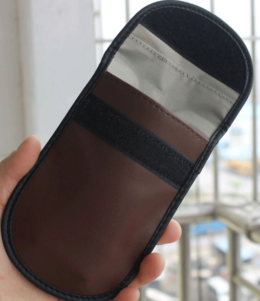 Чехол-блокиратор сигнала автомобильного ключа, клетка Фарадея, сумка для ключей, коричневый.