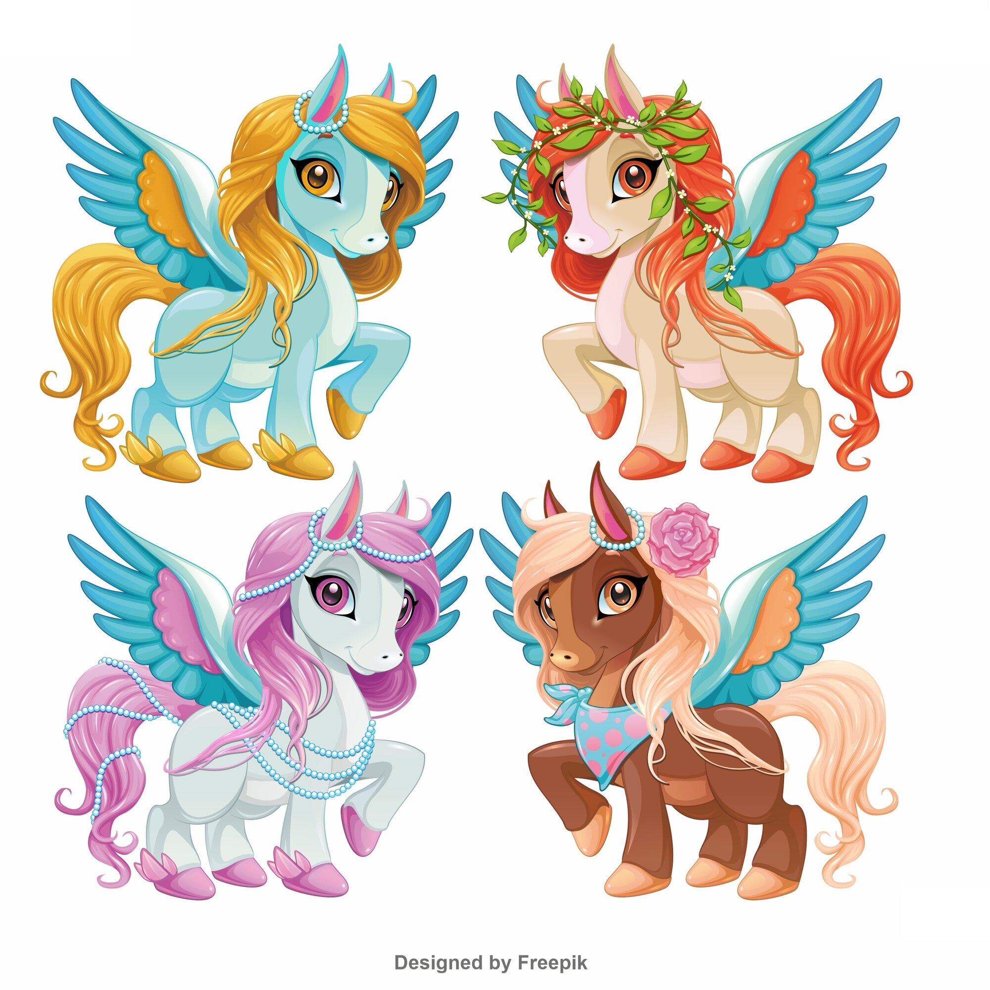 Наклейки для детей. "Пони" с контурной резкой. Наклейки в детскую комнату. Наклейки на стену детские. Наклейки на стену для декора. Наклейка интерьерная.