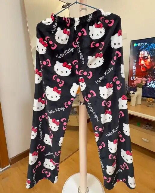 Пижамные штаны Hello Kitty Sanrio в стиле Y2K, женские пижамные штаны с мультяшным рисунком, модная домашняя одежда, повседневная одежда для отдыха.