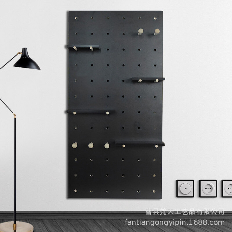 Деревянная перфорированная панель для хранения, декоративная полка для прихожей, гостиной, спальни, входная стена, органайзер из массива дерева