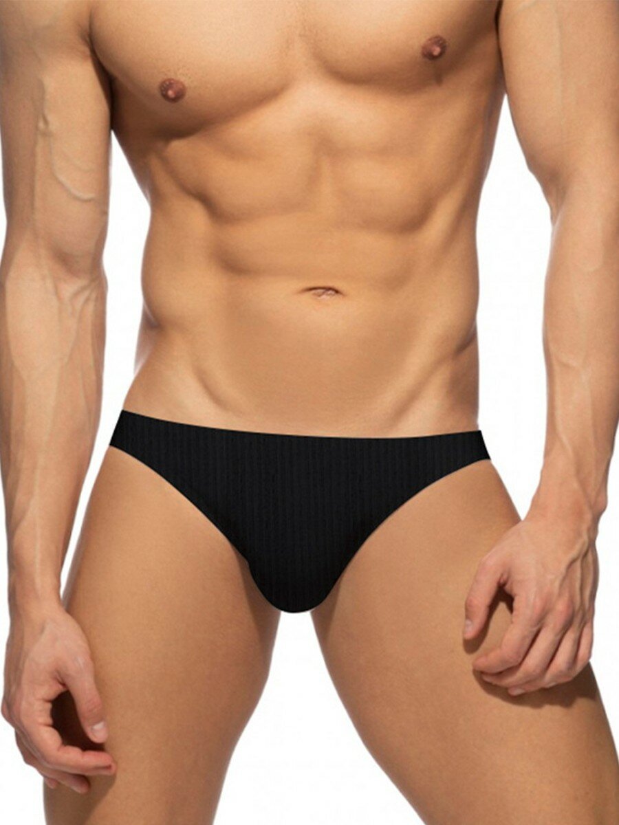 Мужские трусы слипы черные ADANNU AN7114-2 хлопок/спандекс L (48)