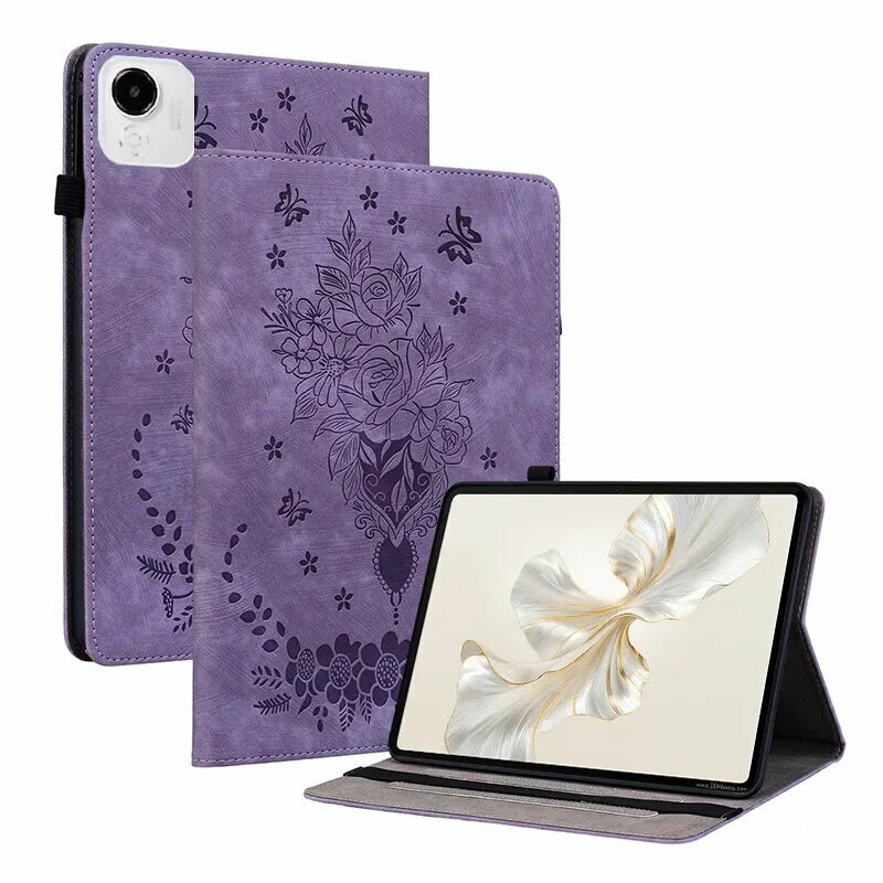 Защитный чехол для Honor Pad X9a 2025, X9 Pro 2024 11.5" (ELN2-W09, ELN2-W29) / Хонор Пад Х9а, Хонор Пад 9 Про 11.5" дюйма Функциональный чехол со слотом для карт Цветок и бабочка Дизайн