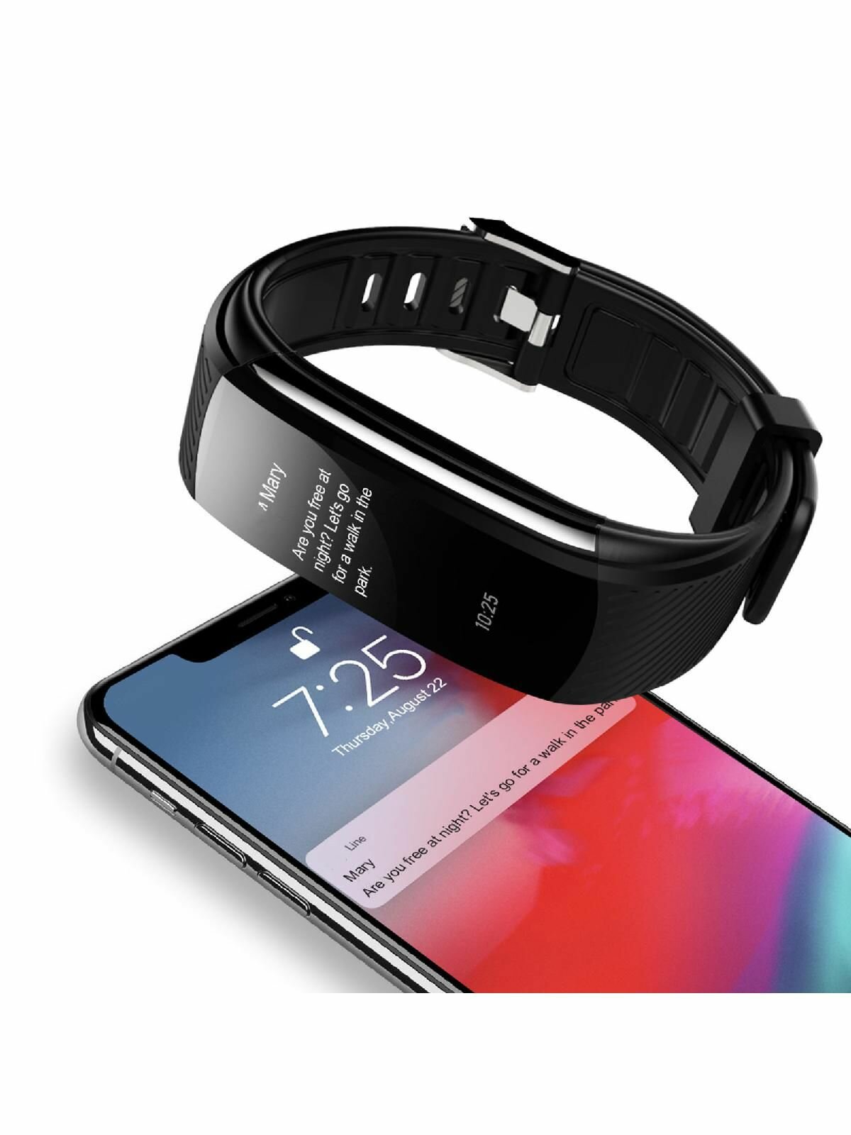 Умные часы, Спортивный браслет C6S Bluetooth с прямой зарядкой от USB-красный