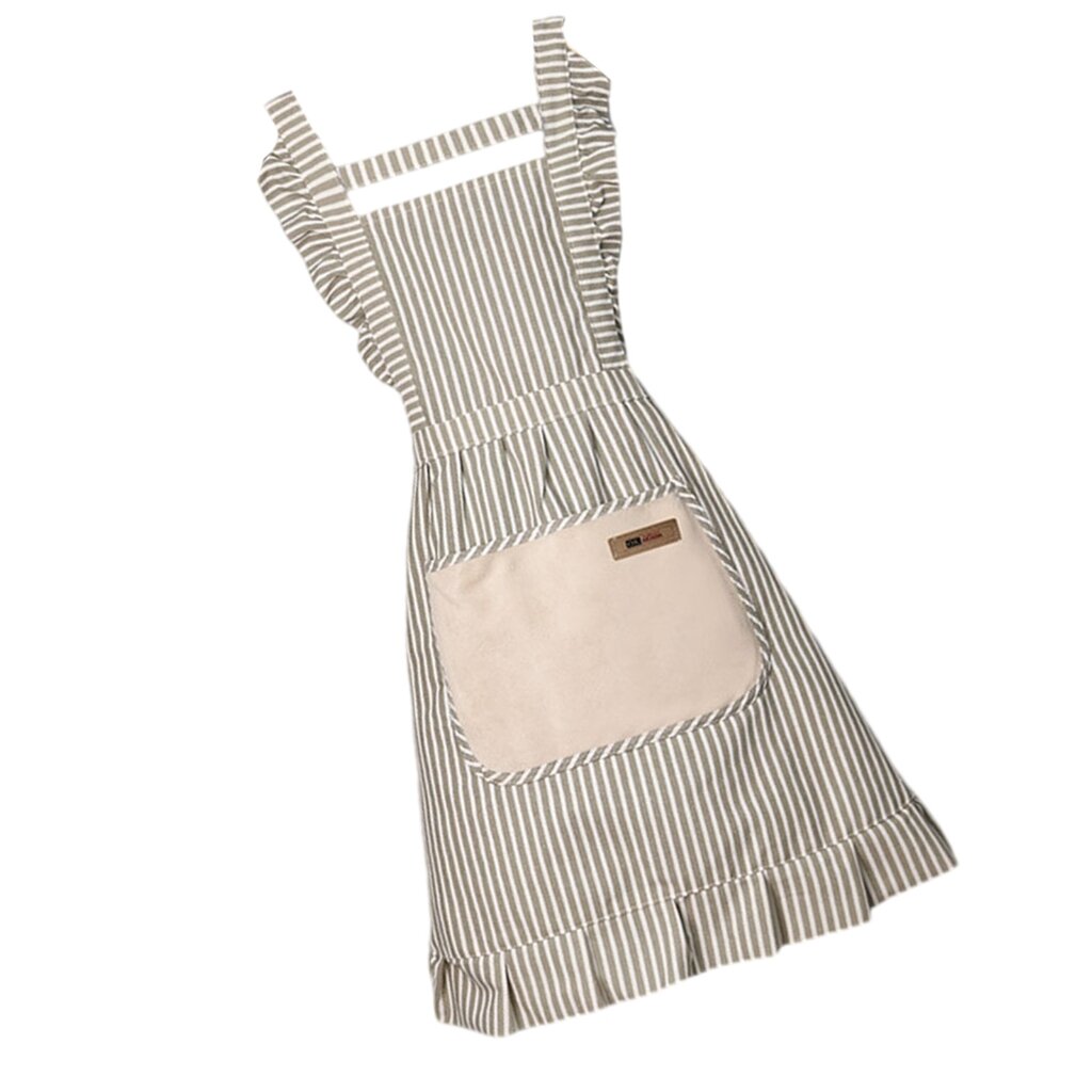 Кружевной фартук в полоску-серый