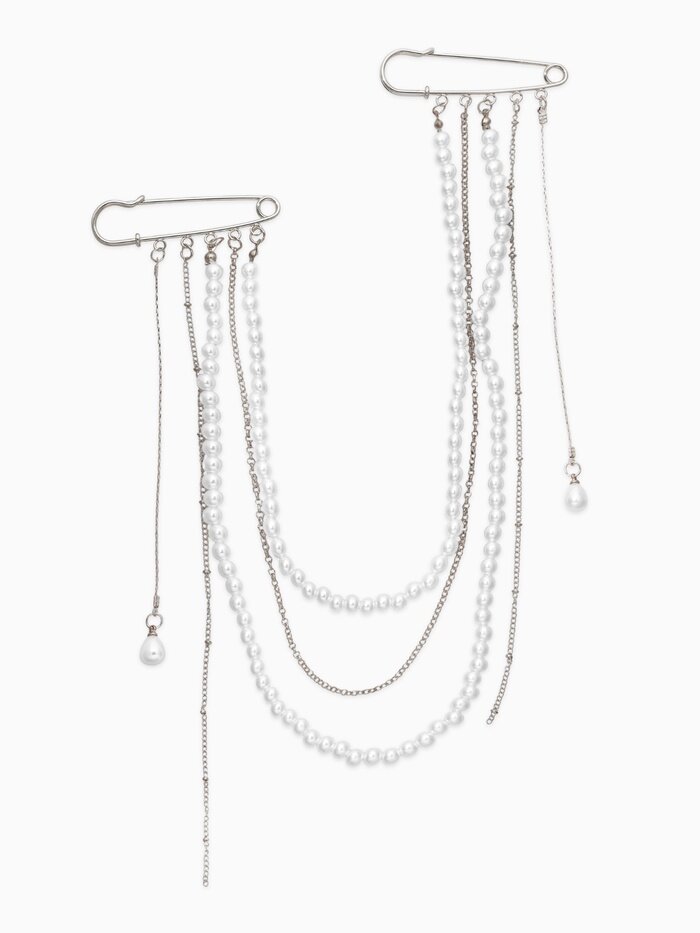 Булавки «Жемчужный аксельбант», пластик, белые в серебре