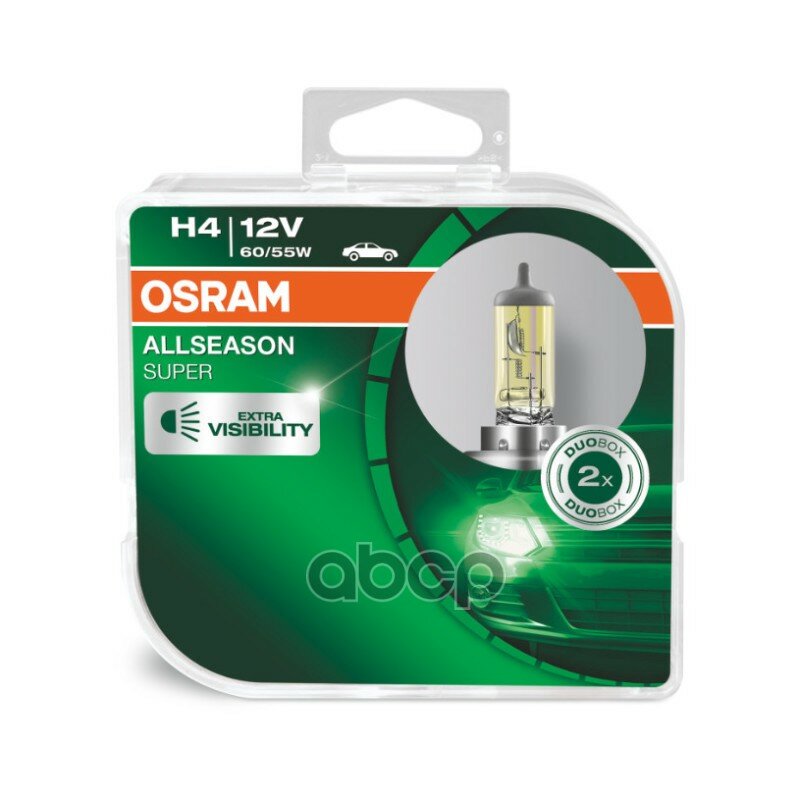 Лампа Osram H4-12-60/55 +30% Allseason Super (всепогод.) набор 2шт Евро-бокс (10) Osram арт. 64193ALS_HCB
