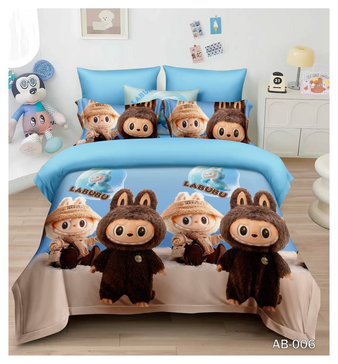 Комплект постельного белья детский размер 1.5 полуторный Лабубу Сатин хлопок