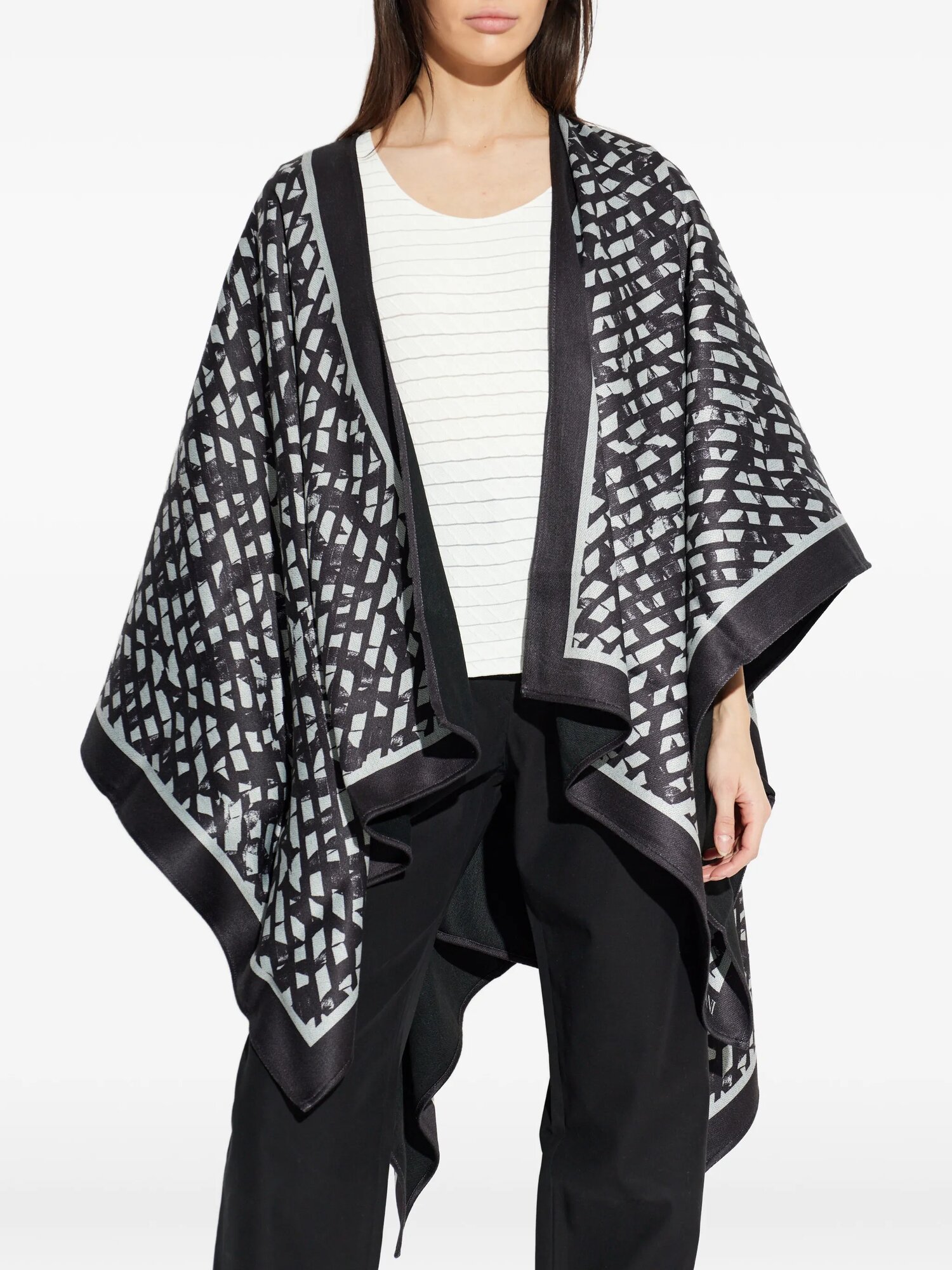 Накидка EMPORIO ARMANI Patterned cape, размер OneSize, черный — фото 1