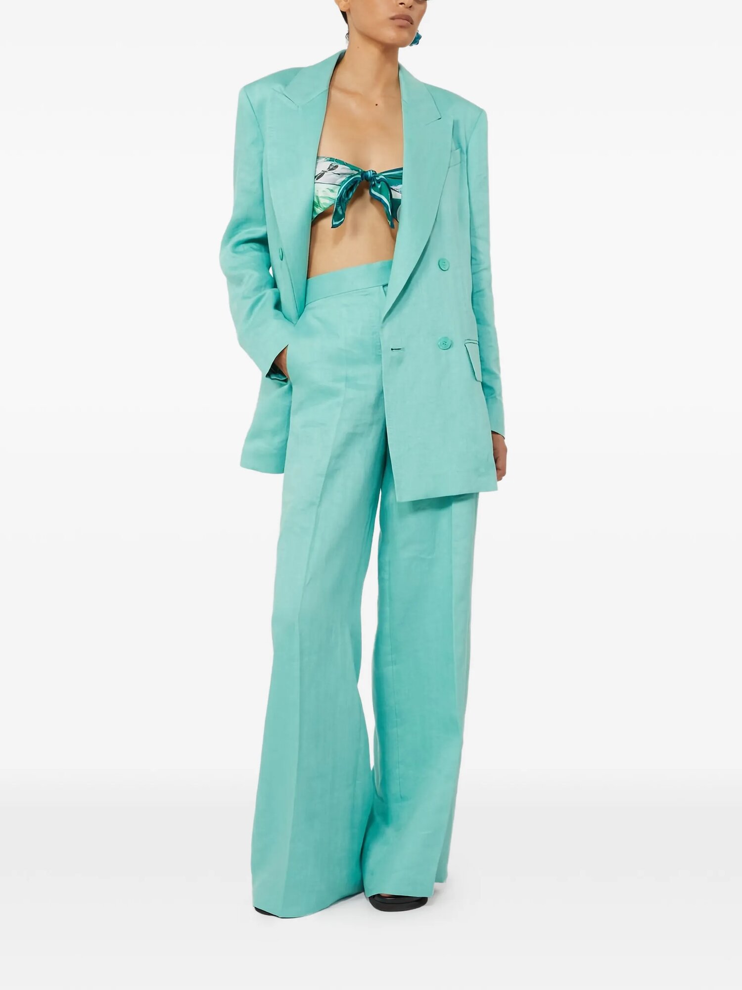 Брюки Max Mara Palazzo trousers, размер 42, синий — фото 1