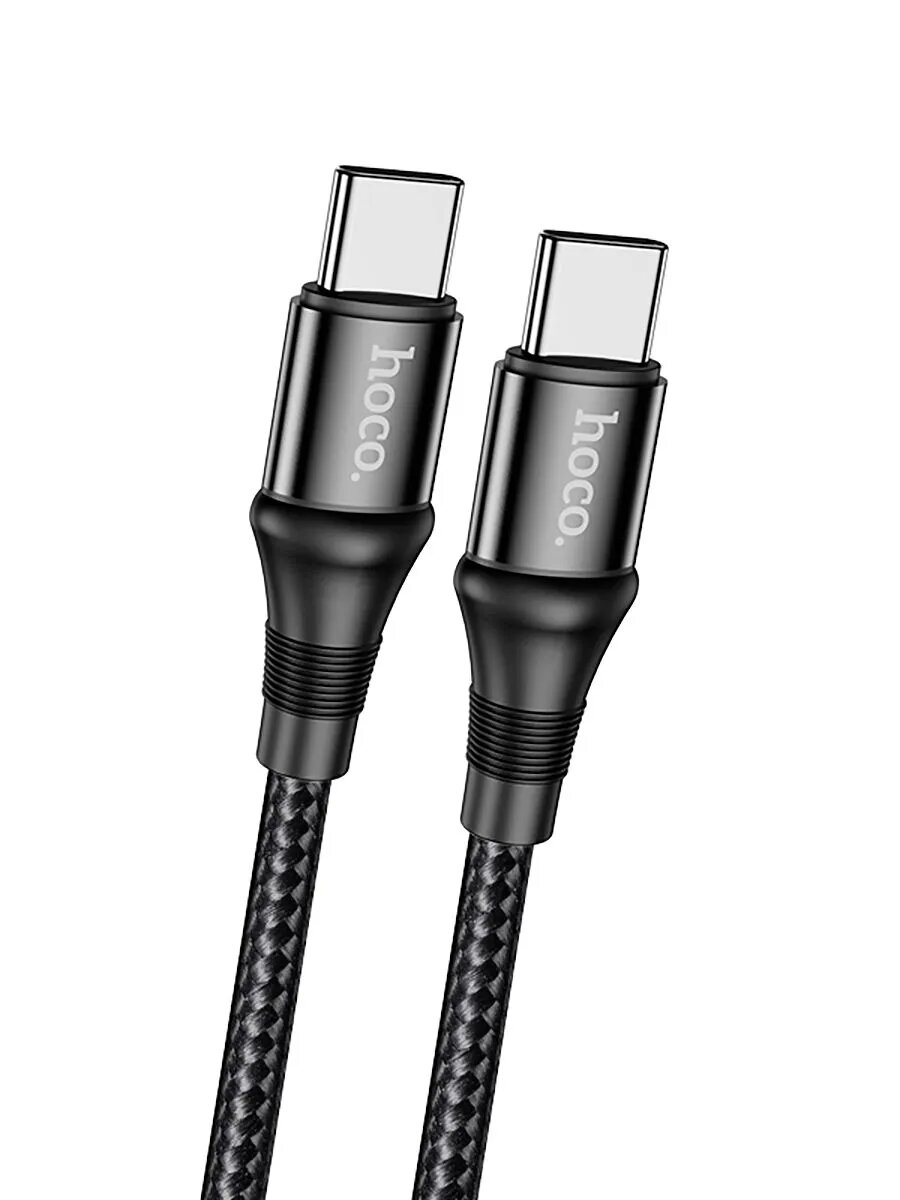 Кабель плетеный Hoco X50 Type-C to Type-C, 100W, 5A, 2 метра, черный / провод с быстрой зарядкой для Android, iPhone с USB-C (15, 16, 17), ноутбуков