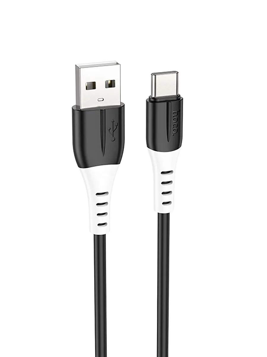 Кабель Hoco X82 USB to Type-C силиконовый, 3А, 1 метр, черный / провод для зарядки Android