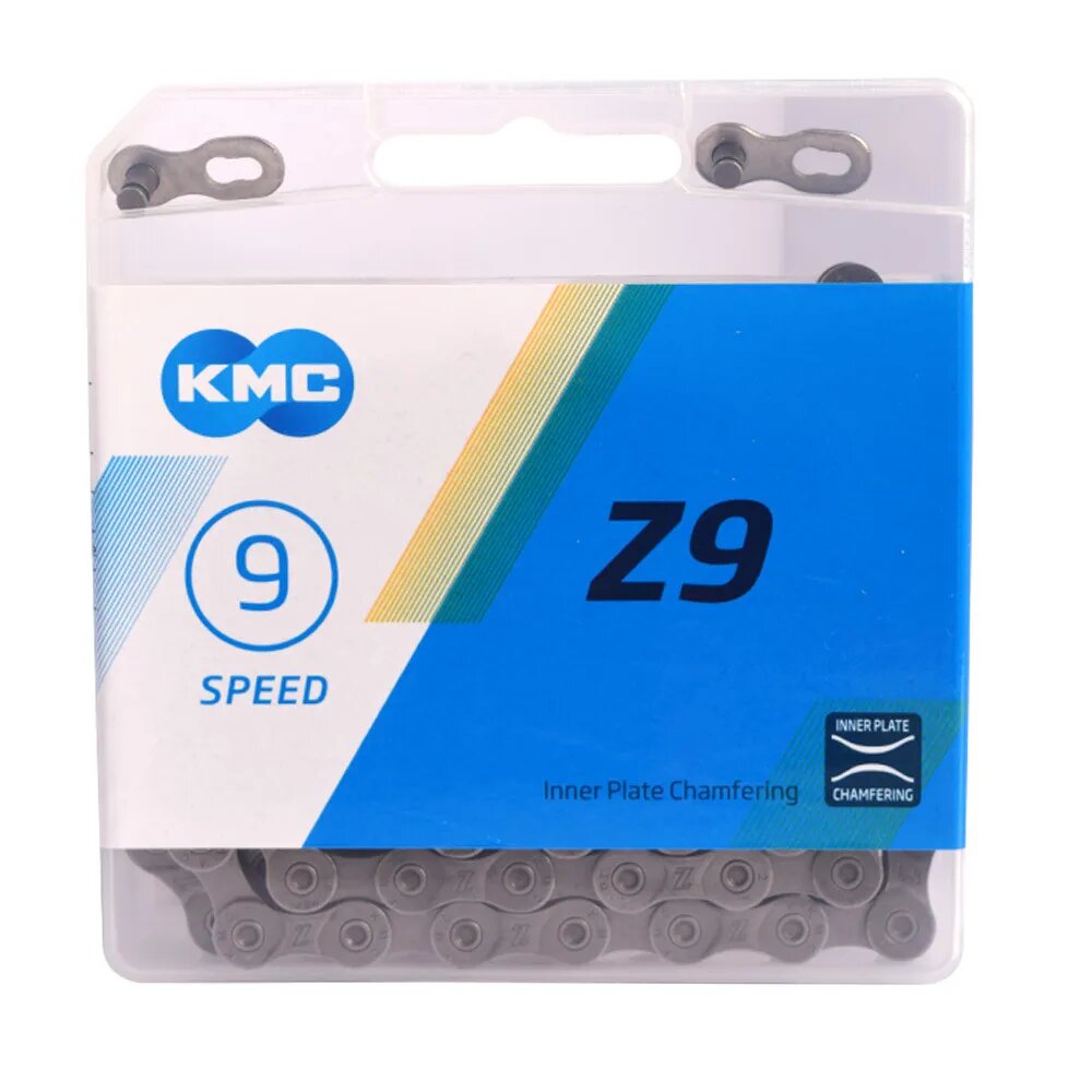 KMC Z9 Велосипедная цепь,1/2"x11/128"116 звеньев с замком, CL566R 9 скоростей, в штучной упаковке