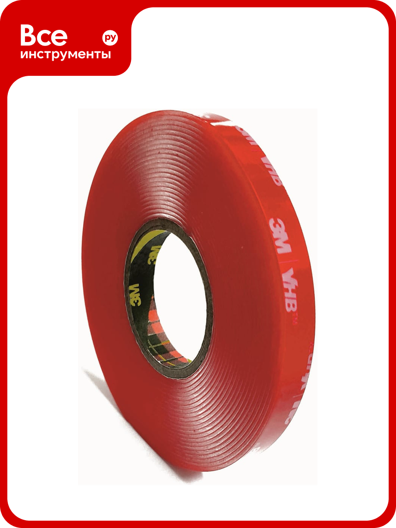 Сильная двусторонняя клейка лента 3М 4910F VHB 6мм х 5м, прозрачная 4910F6